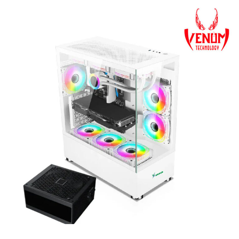 Xander Jupiter 6 ARGB Fan Mid Tower White Gaming Case + Power 750W PSU ...